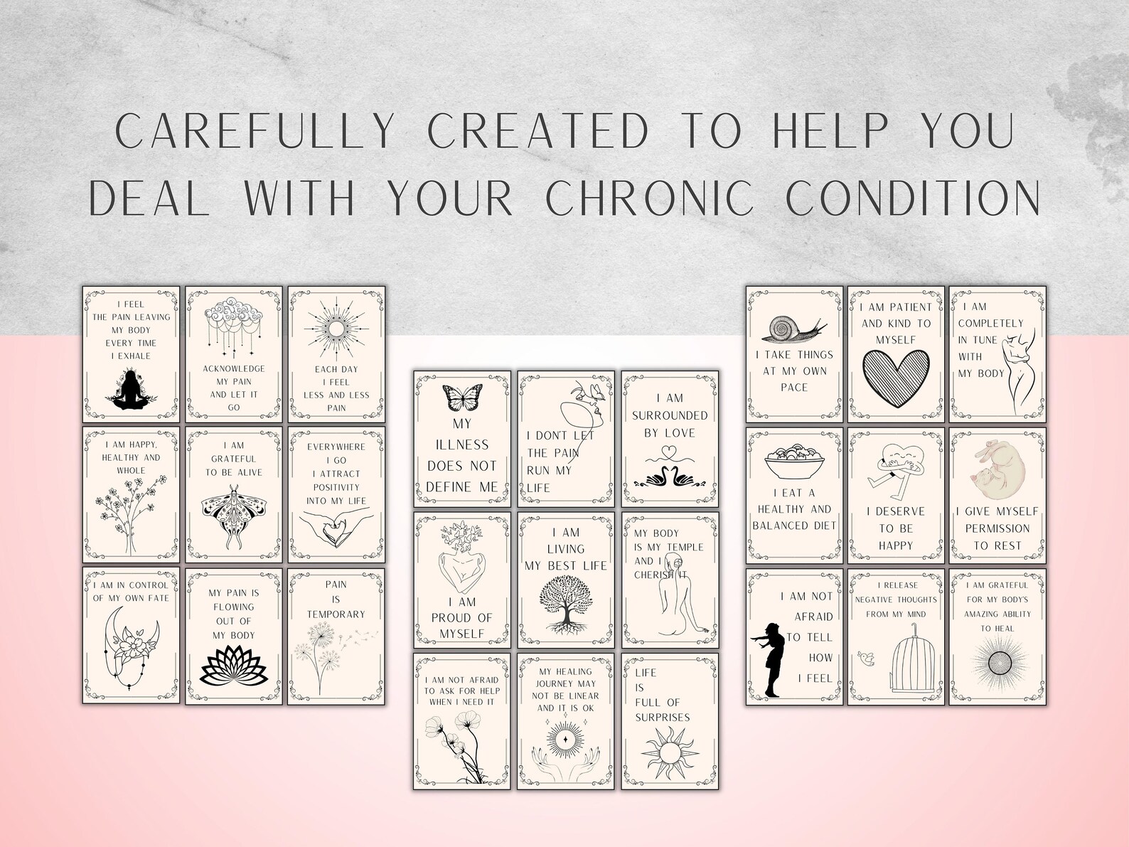 Chronic Pain Affirmation Cards Deck PDF, Chronic Illness Cards, Daily ...