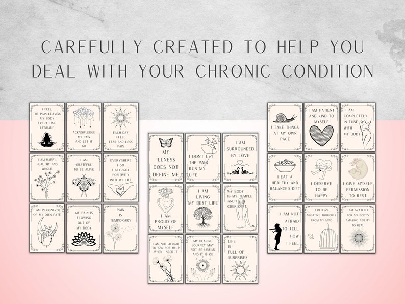 Chronic Pain Affirmation Cards Deck PDF, Chronic Illness Cards, Daily Health Affirmations, Self ...