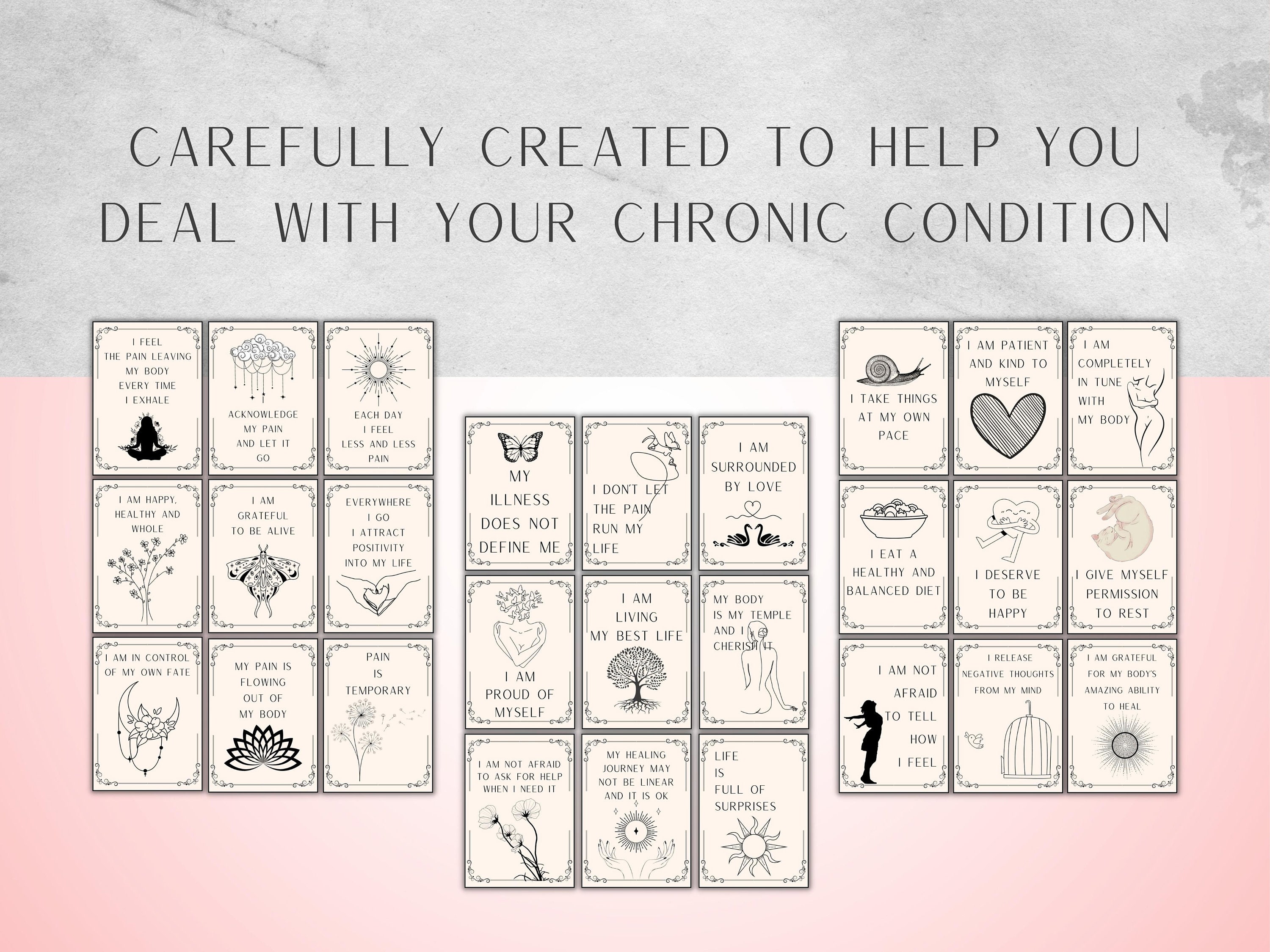 Chronic Pain Affirmation Cards Deck PDF, Chronic Illness Cards, Daily ...