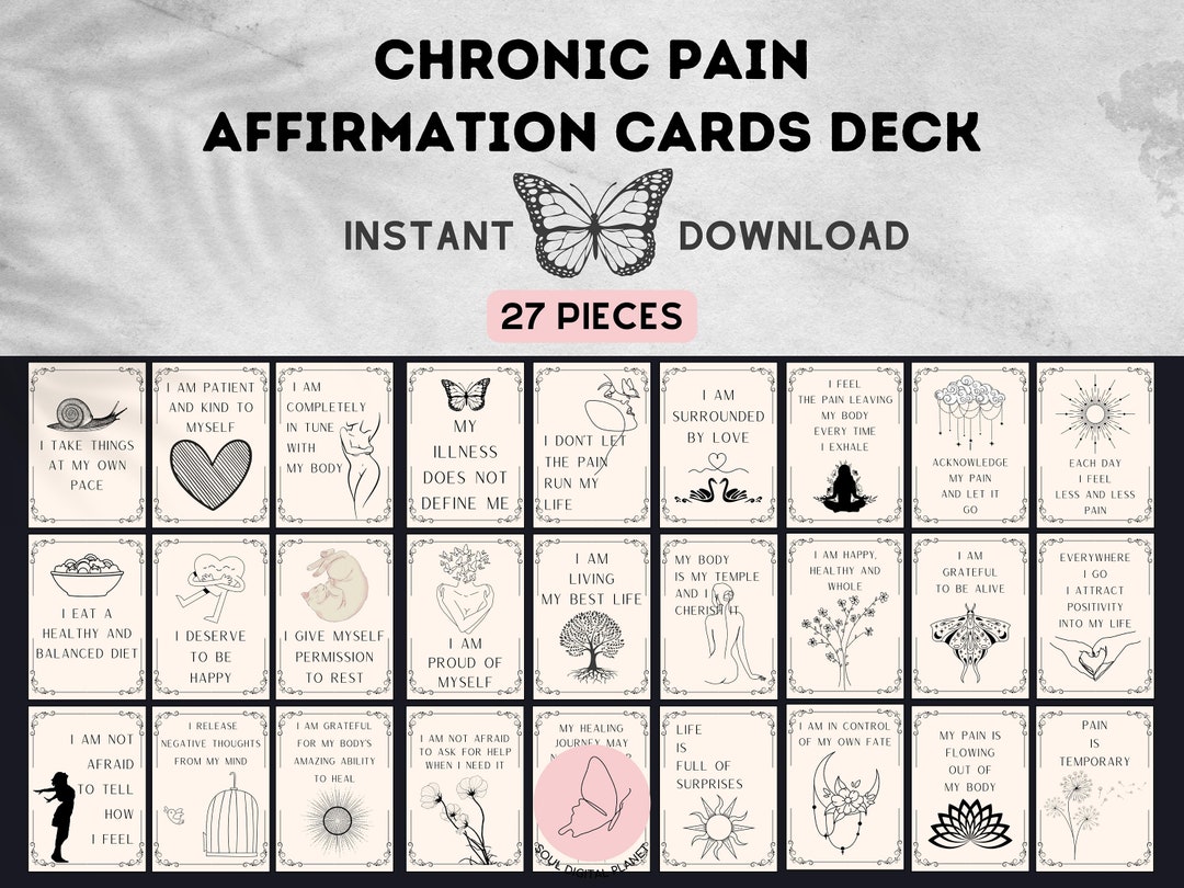 Chronic Pain Affirmation Cards Deck PDF, Chronic Illness Cards, Daily Health Affirmations, Self ...