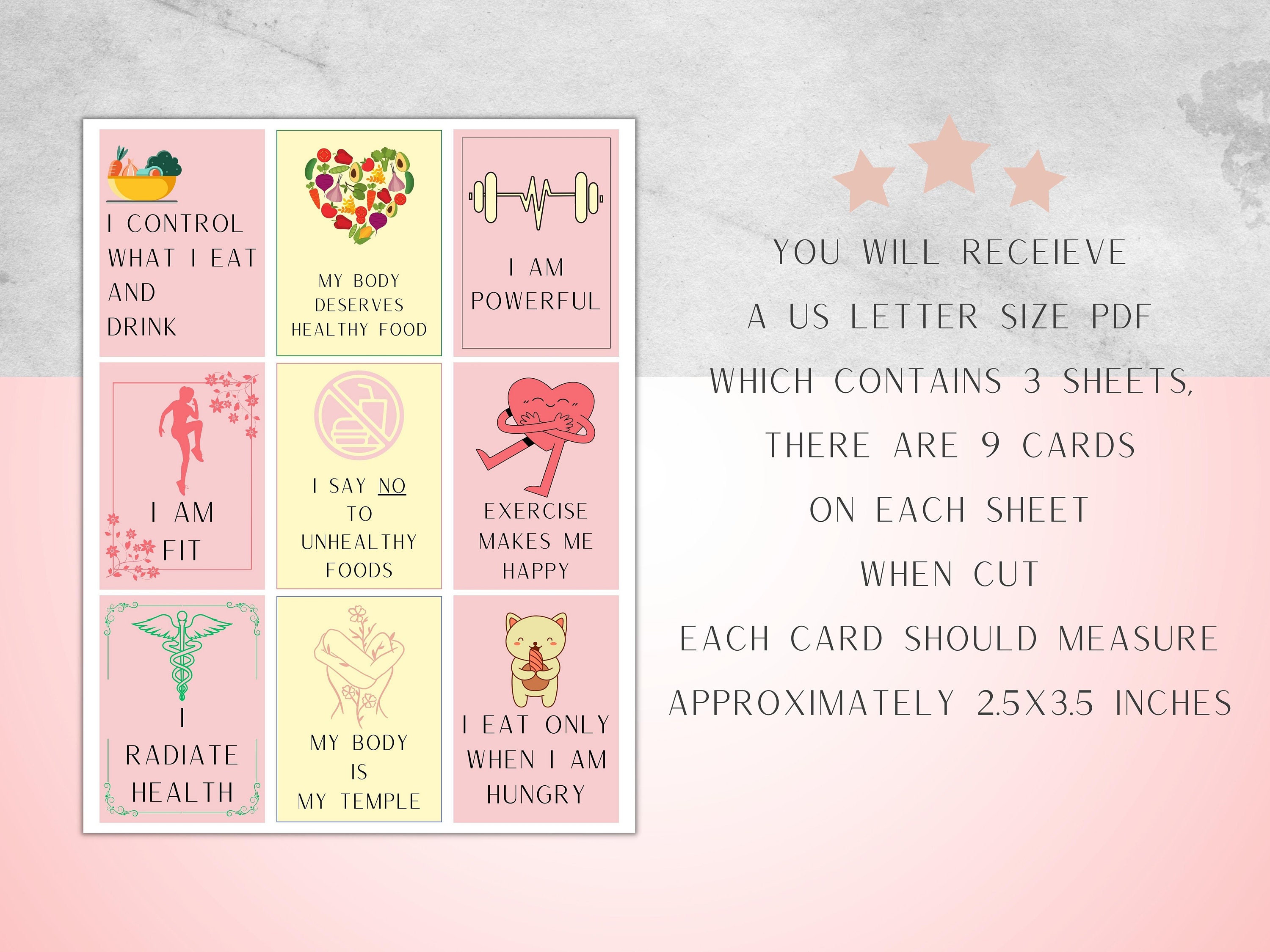 Fitness Affirmation Cards Deck PRINTABLE, Workout Quotes, DIGITAL ...