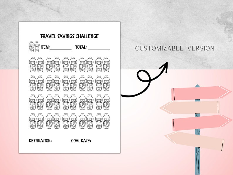 Travel Savings Challenge PRINTABLE Vacation Savings Tracker Savings ...