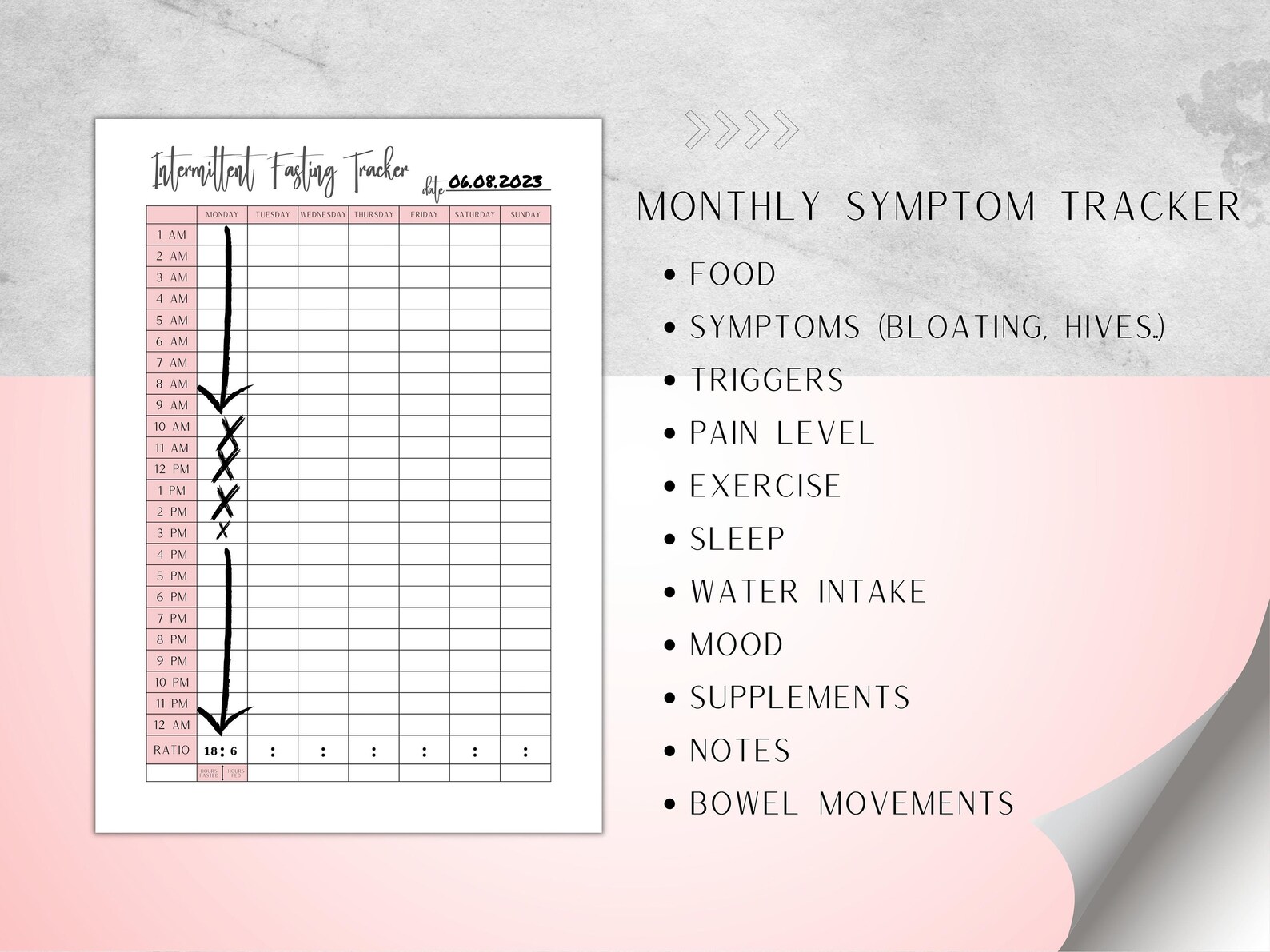 Pink Food Sensitivity Journal PDF Food Intolerance Tracker PRINTABLE ...