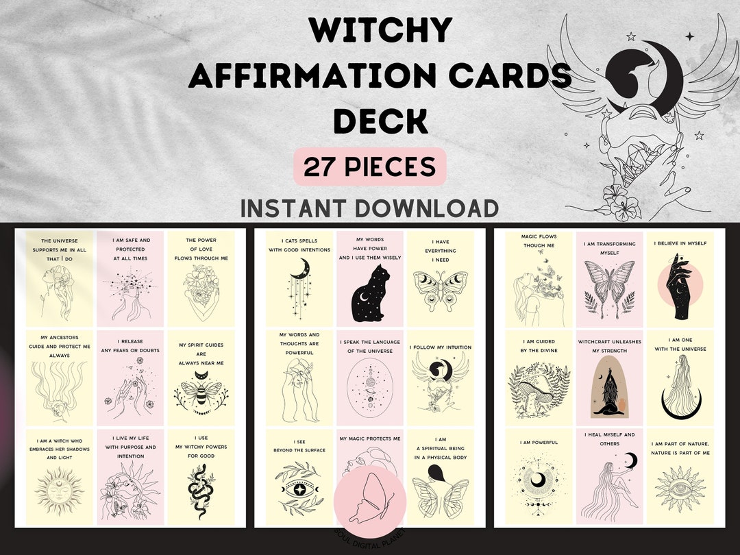 Witchy Affirmation Cards Deck PRINTABLE, Witchy Quotes, DIGITAL ...