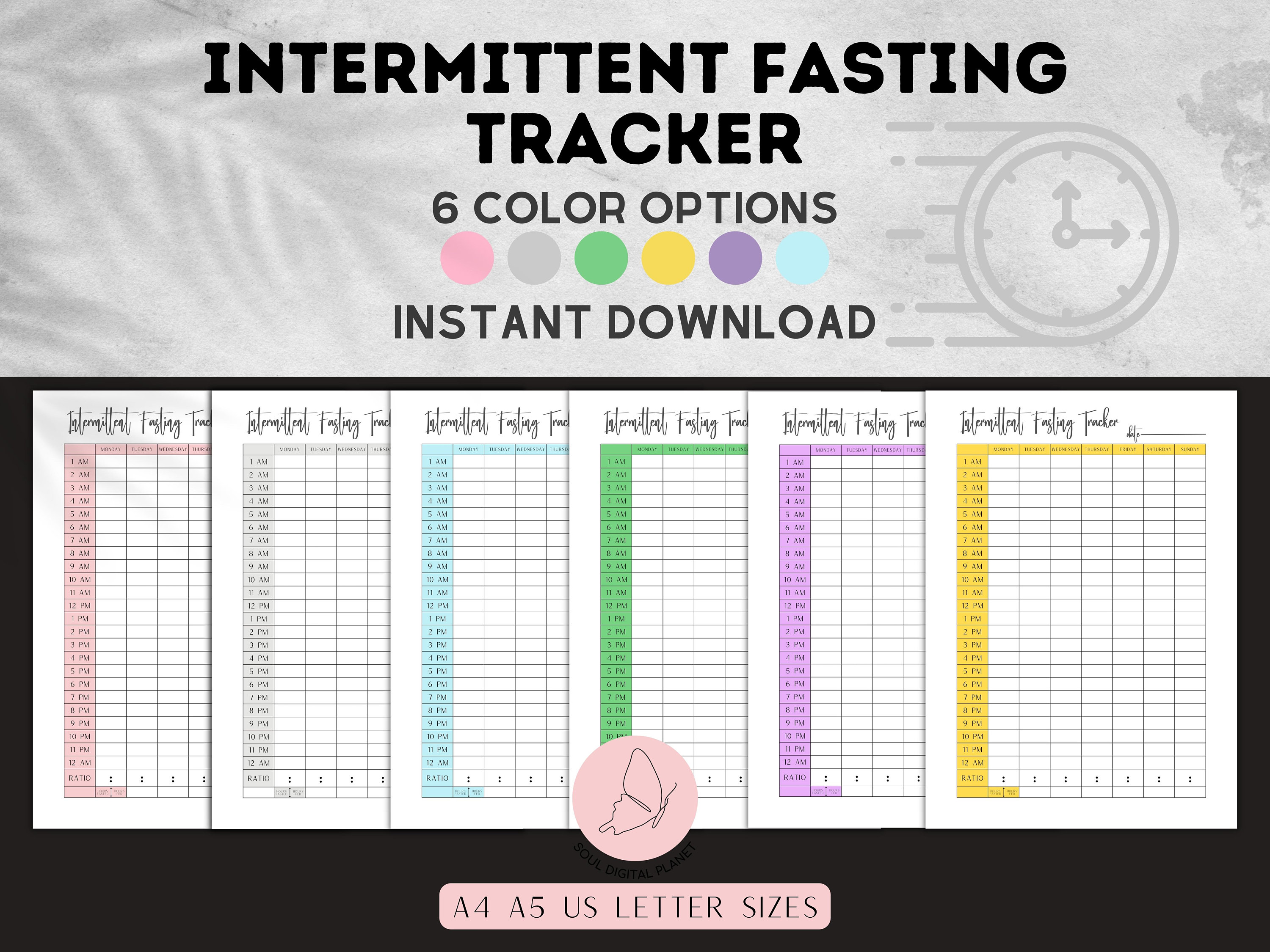 Weekly INTERMITTENT FASTING Tracker| Fasting PRINTABLE| Fasting Journal ...