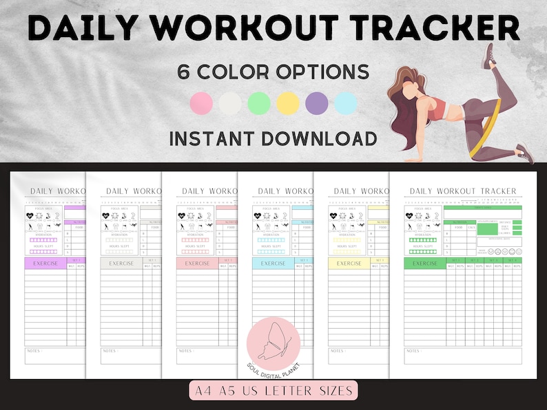 Daily Workout Tracker PRINTABLE| Daily Fitness Journal PDF| Exercise ...