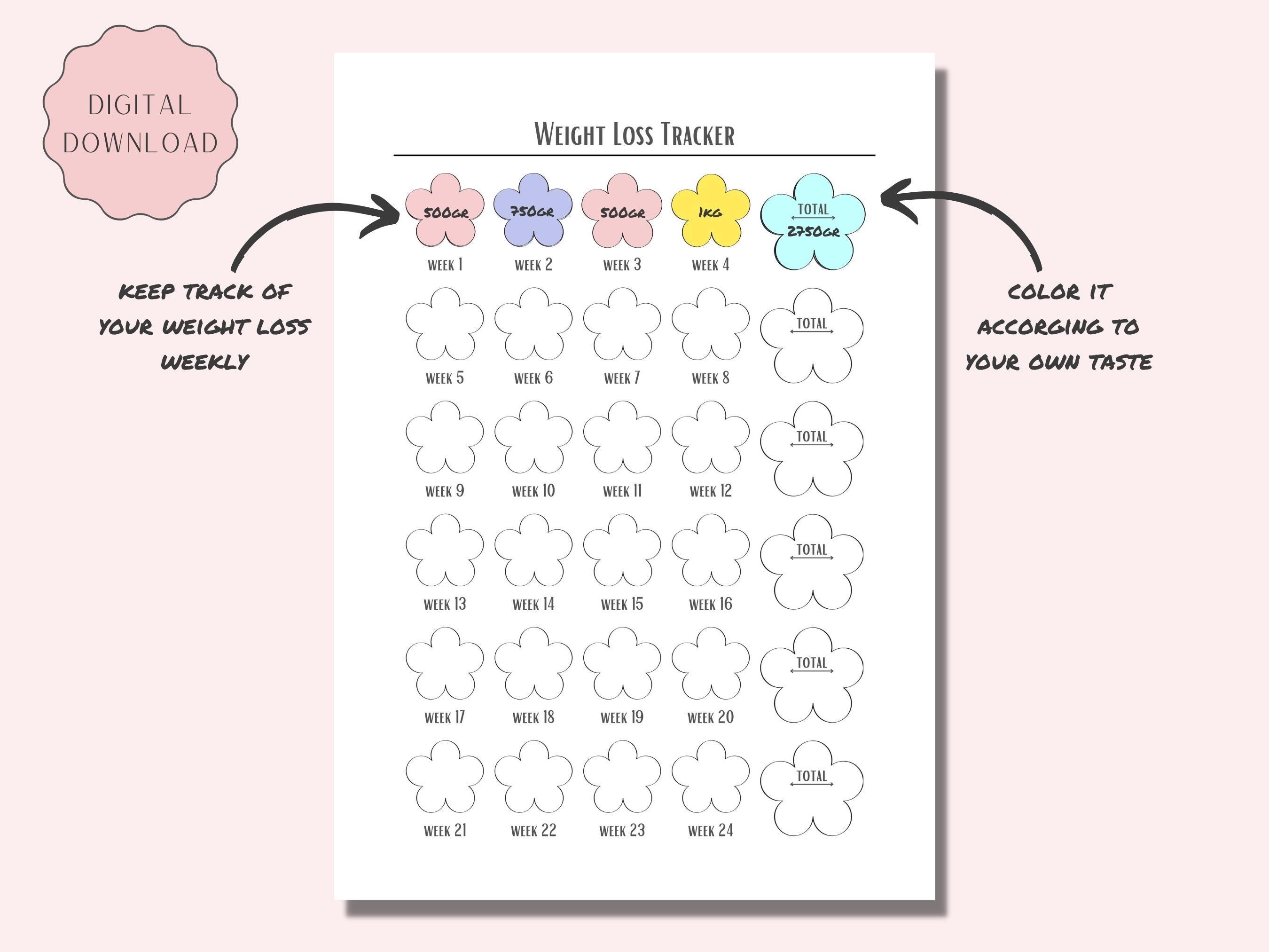 Weight Loss Tracker PRINTABLE PDF Weight Loss Chart Weight - Etsy Hong Kong