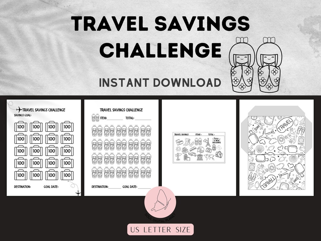 Travel Savings Challenge PRINTABLE Vacation Savings Tracker Savings ...