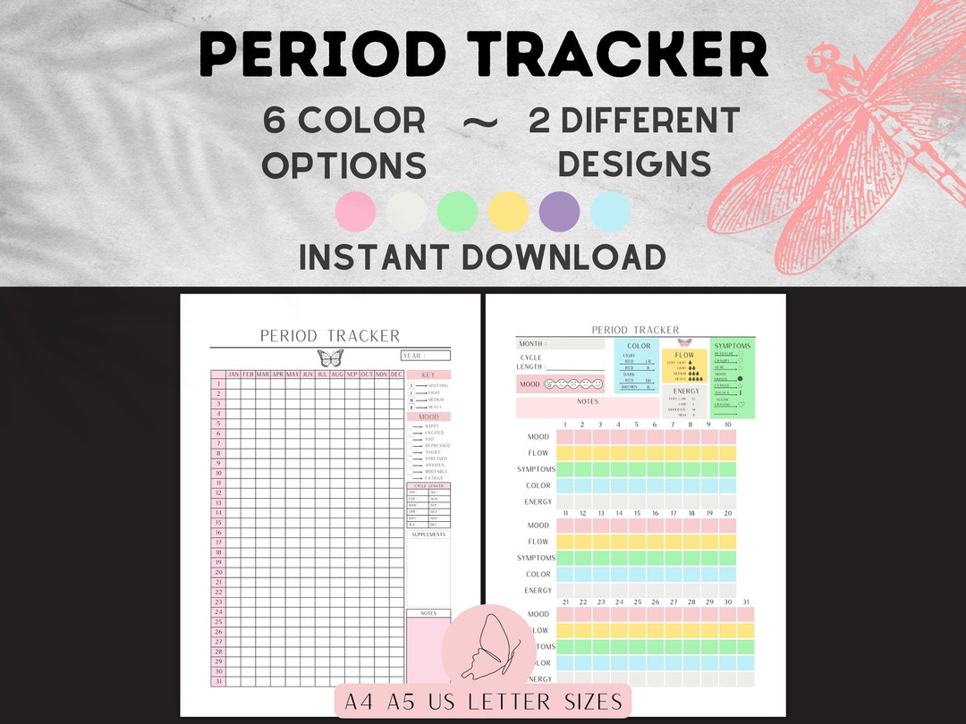 Period Tracker PRINTABLE Menstrual Tracker Moontime Journal Period ...