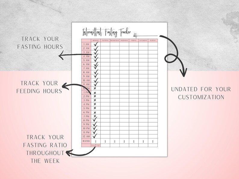 Weekly INTERMITTENT FASTING Tracker| Fasting PRINTABLE| Fasting Journal ...