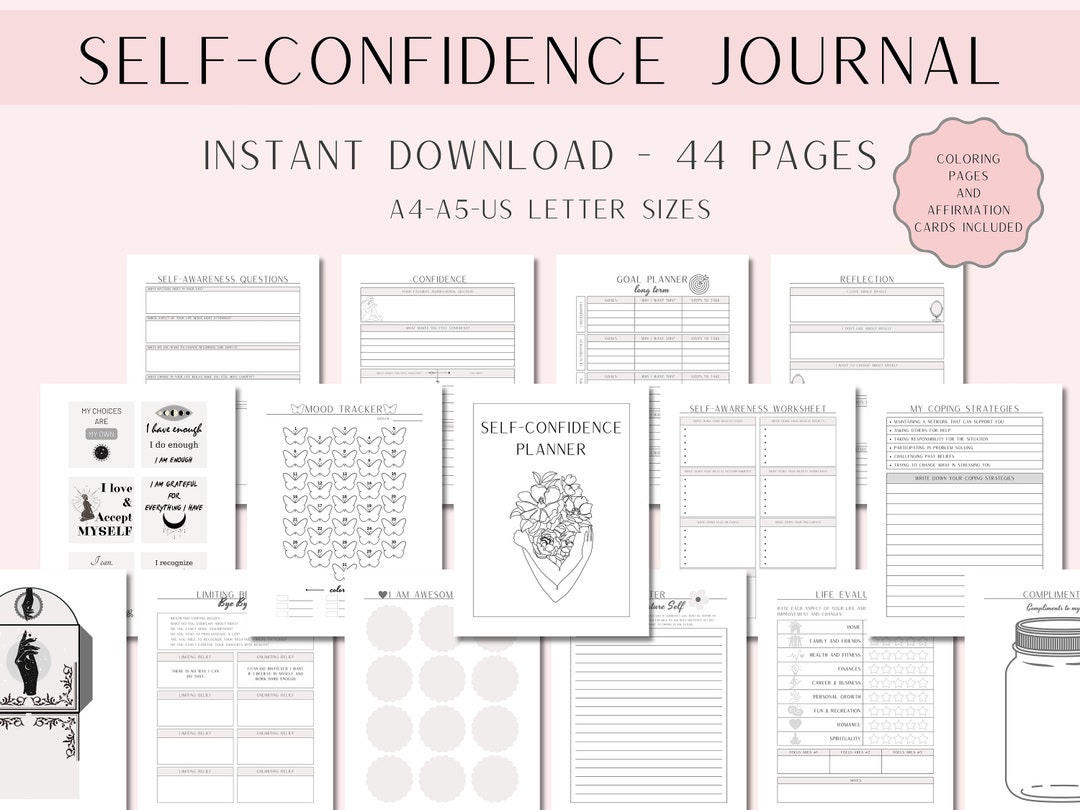 Self-confidence Journal PRINTABLE PDF Self-esteem Planner - Etsy