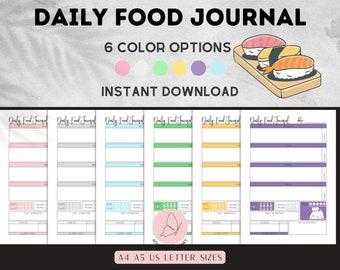 Daily Food Journal Printable, Printable Food Diary, Calorie Tracker - Etsy
