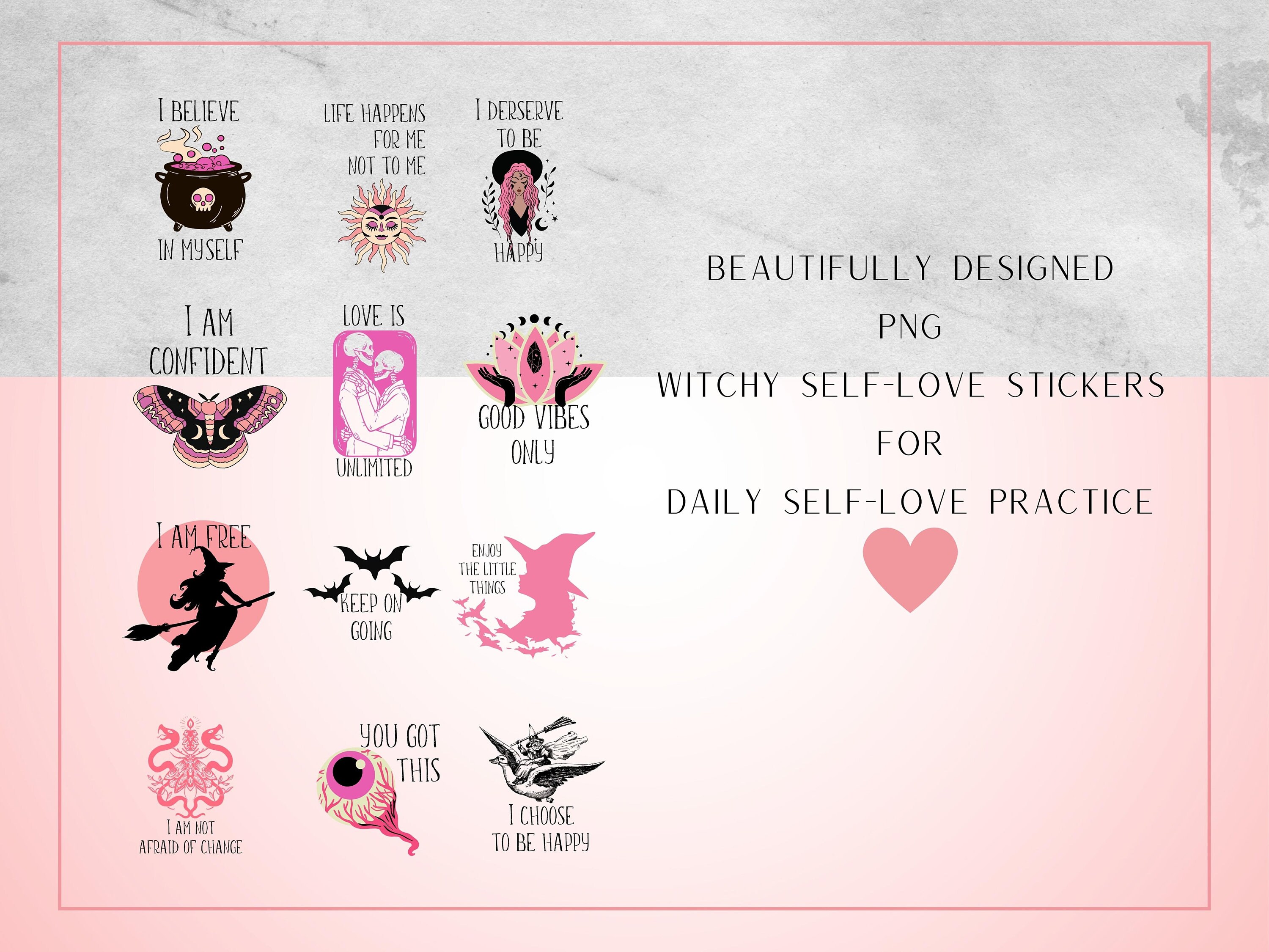 Self Love Affirmation Witchy Stickers DIGITAL, Precropped Goodnotes ...