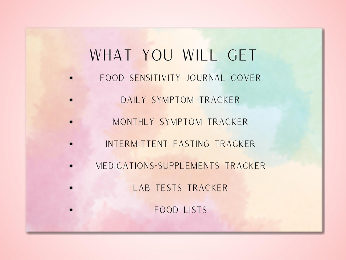 Pink Food Sensitivity Journal PDF Food Intolerance Tracker PRINTABLE ...