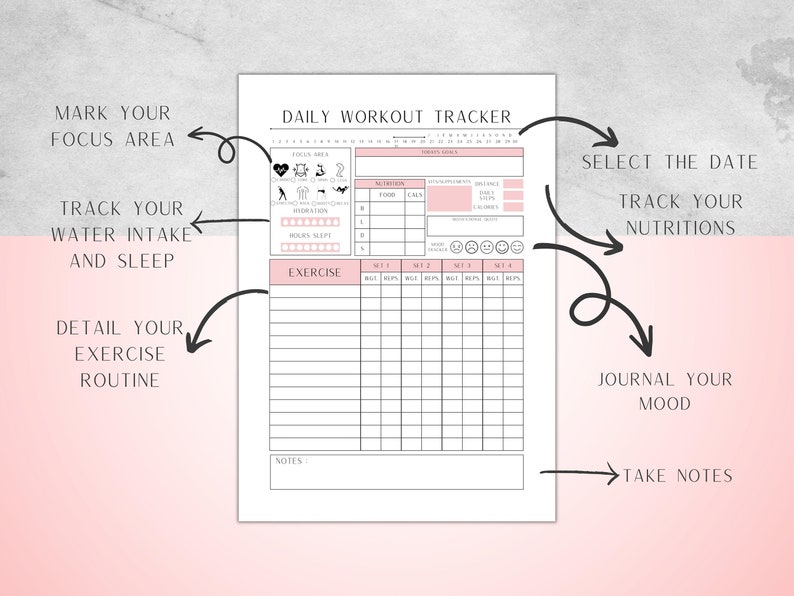 Daily Workout Tracker PRINTABLE| Daily Fitness Journal PDF| Exercise ...
