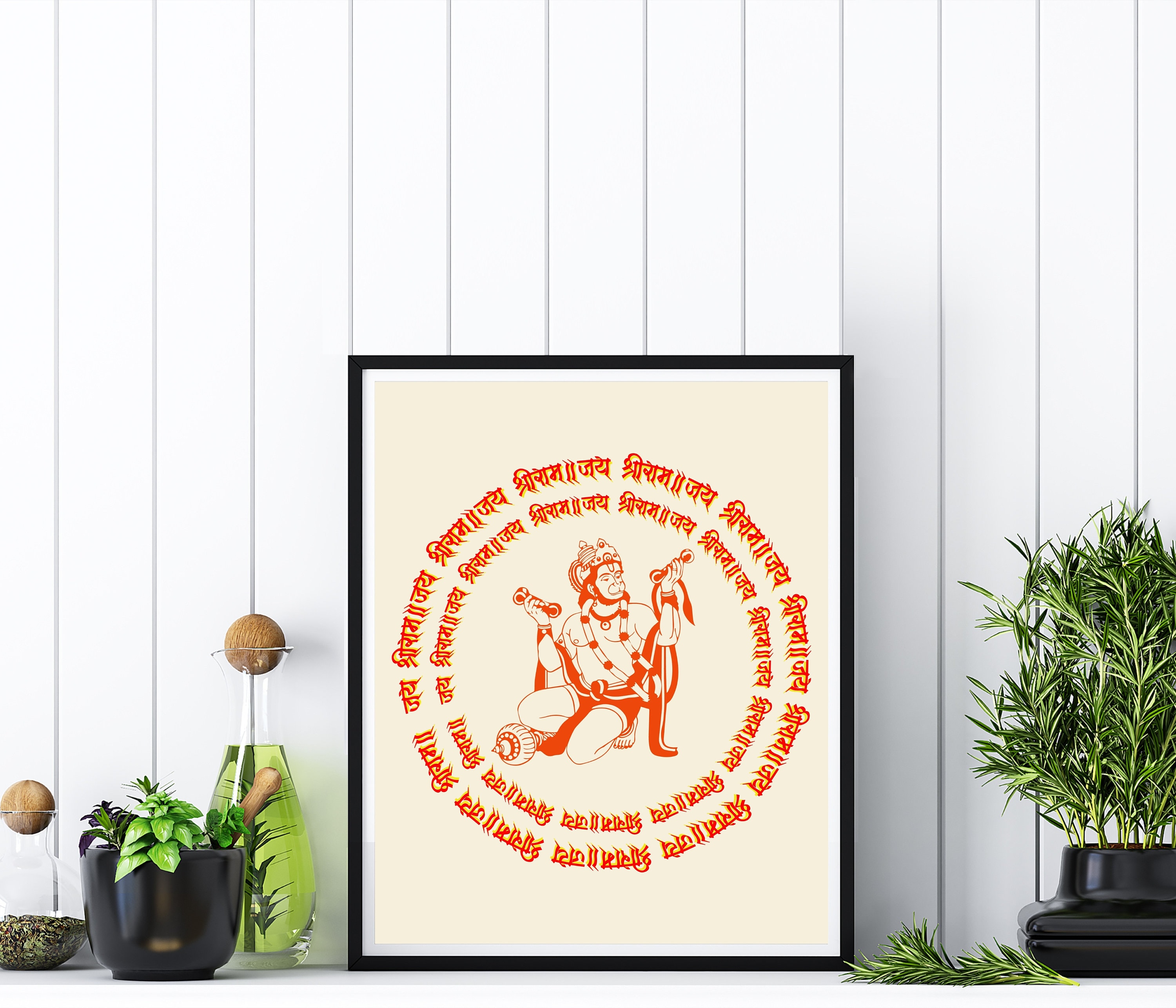 Hanumanji Aum Jai Shri Ram Chakra Poster, Aum Printable Poster, Orange ...