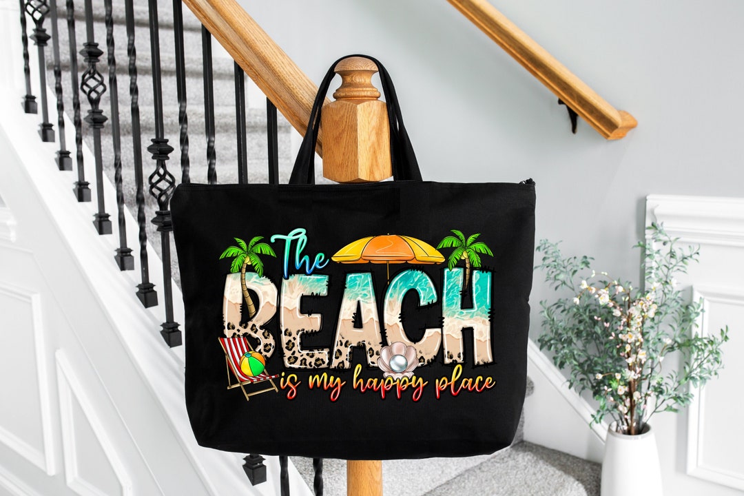 The Beach is My Happy Place Tote Bag, Vacation Totes, Beach Tote Bag ...