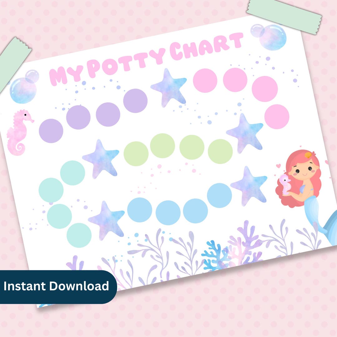 Mermaid Potty Training Reward Chart, Printable Sticker Chart, Instant ...