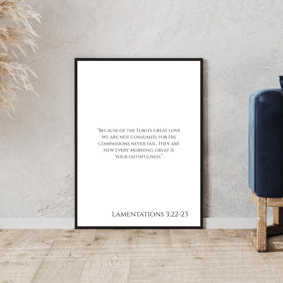 Bible Quote Lamentations 3:22-23 Wall Artwork, Christian Inspirational ...