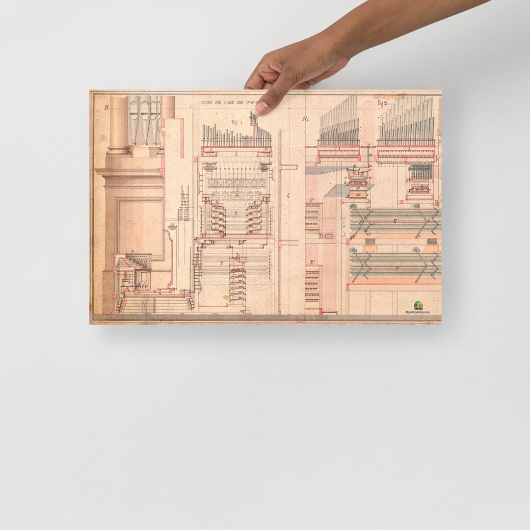 Cavaillé-coll Blueprint Poster – Saint-sulpice Pipe Organ Wall Art for ...