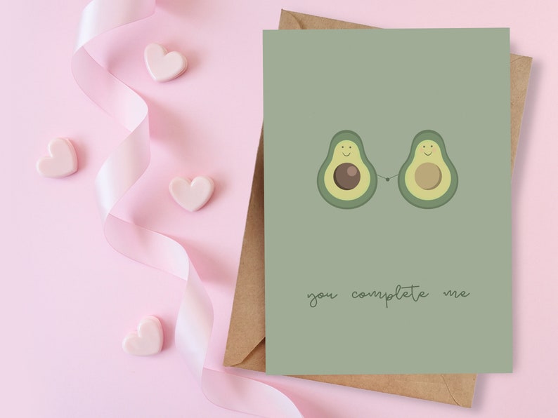 Cute Love Card PRINTABLE Instant Download, Last Minute Avocado Couples ...