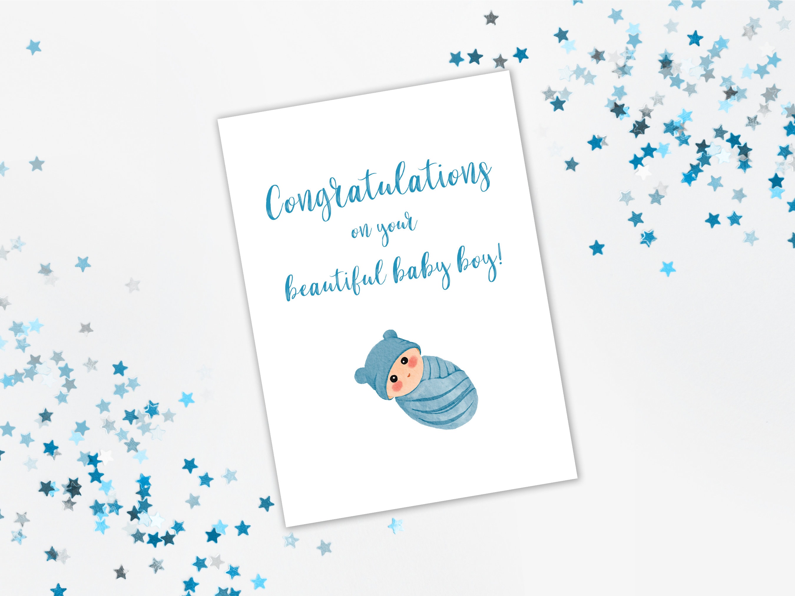 Baby Boy Congratulations PRINTABLE Instant Download, Last Minute New ...