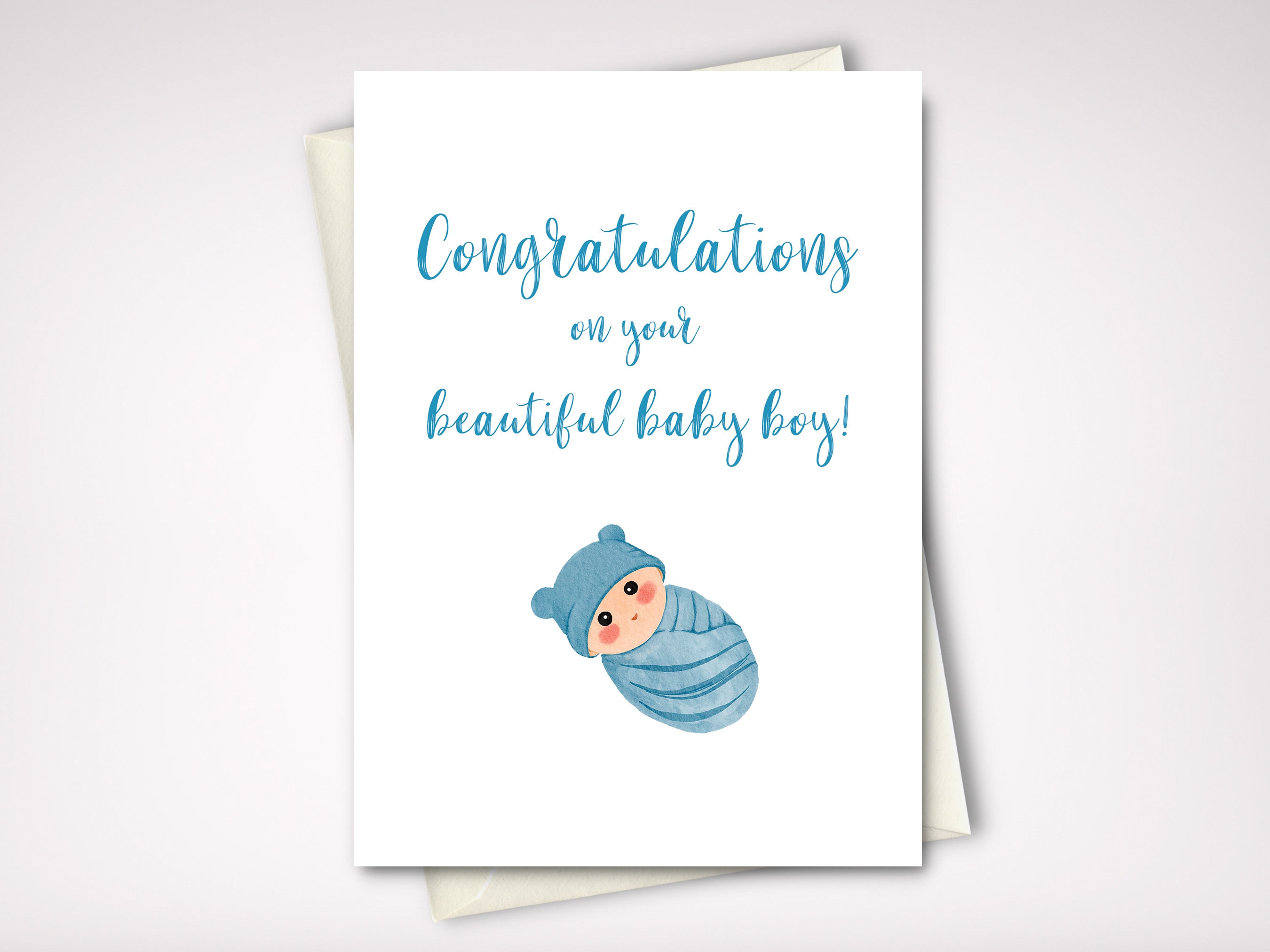 Baby Boy Congratulations PRINTABLE Instant Download, Last Minute New ...