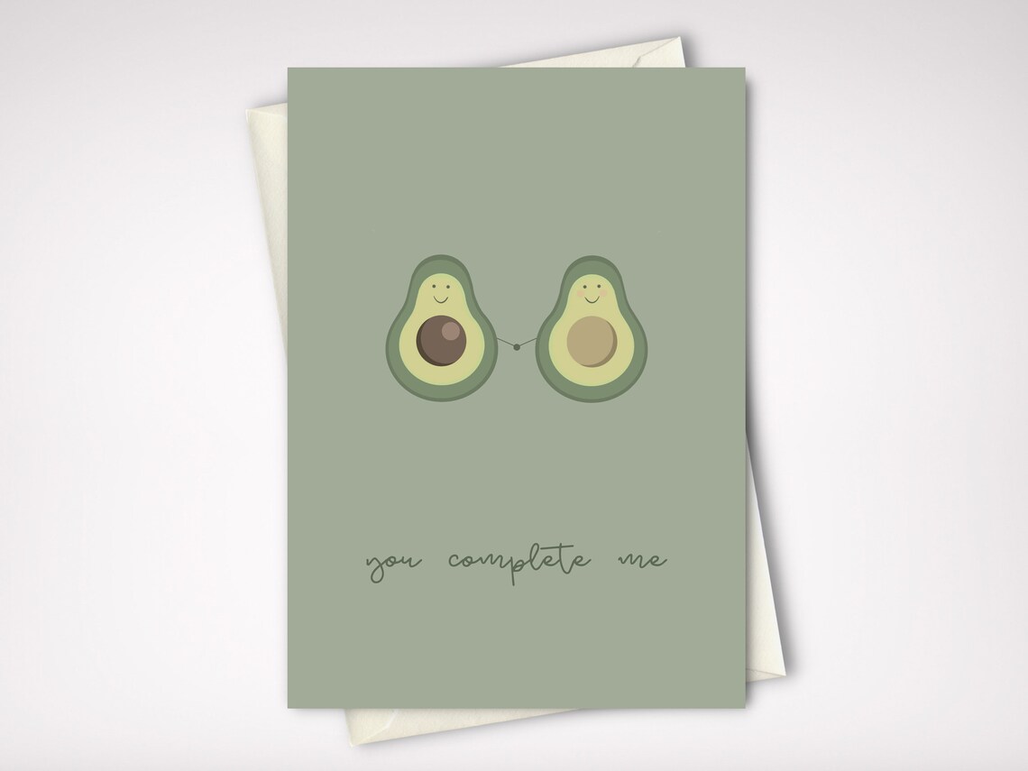 Cute Love Card PRINTABLE Instant Download, Last Minute Avocado Couples ...