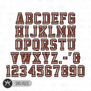Football Team Alphabet SVG: Clipart Letters & Numbers (digital Download ...