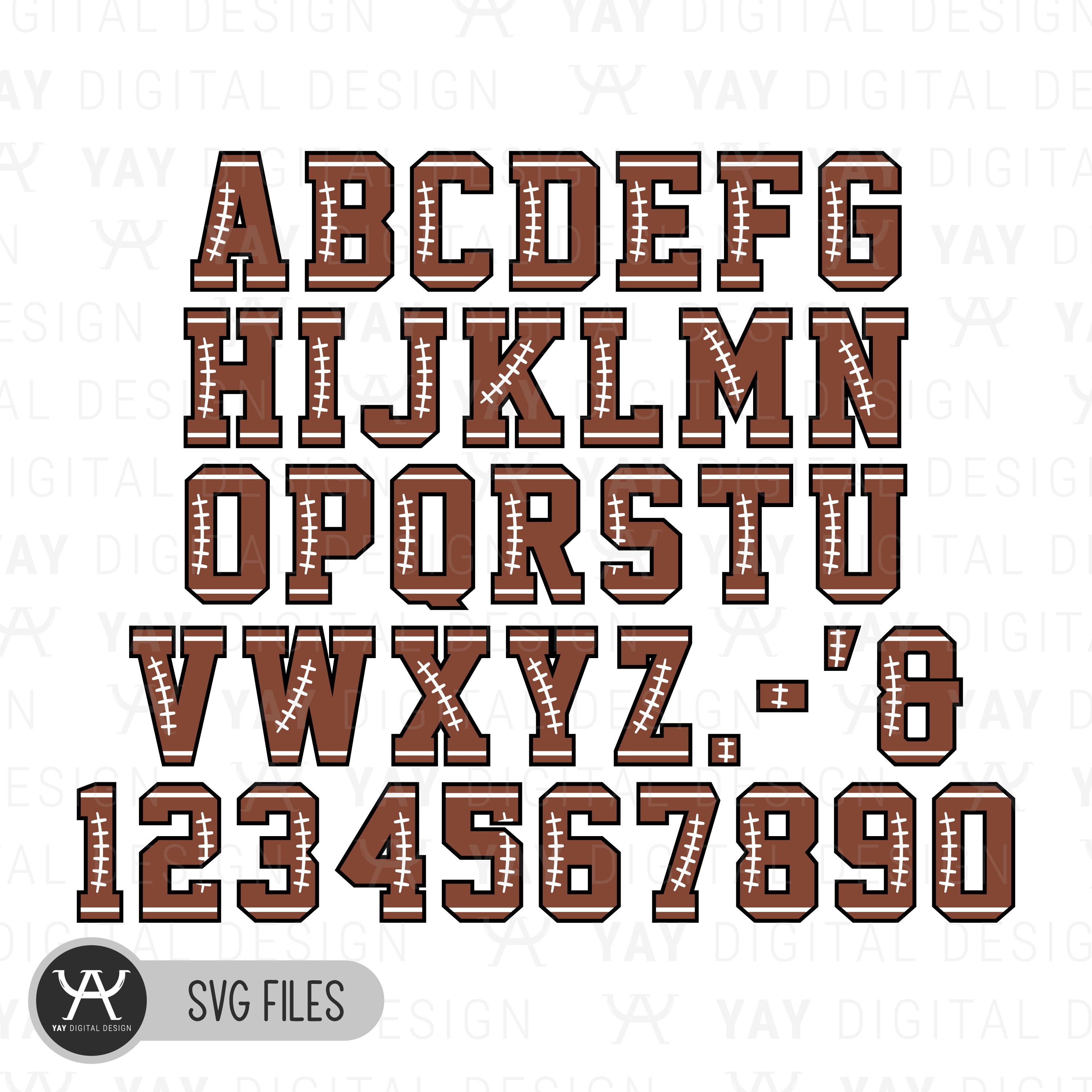 Football Team Alphabet SVG: Clipart Letters & Numbers (digital Download ...
