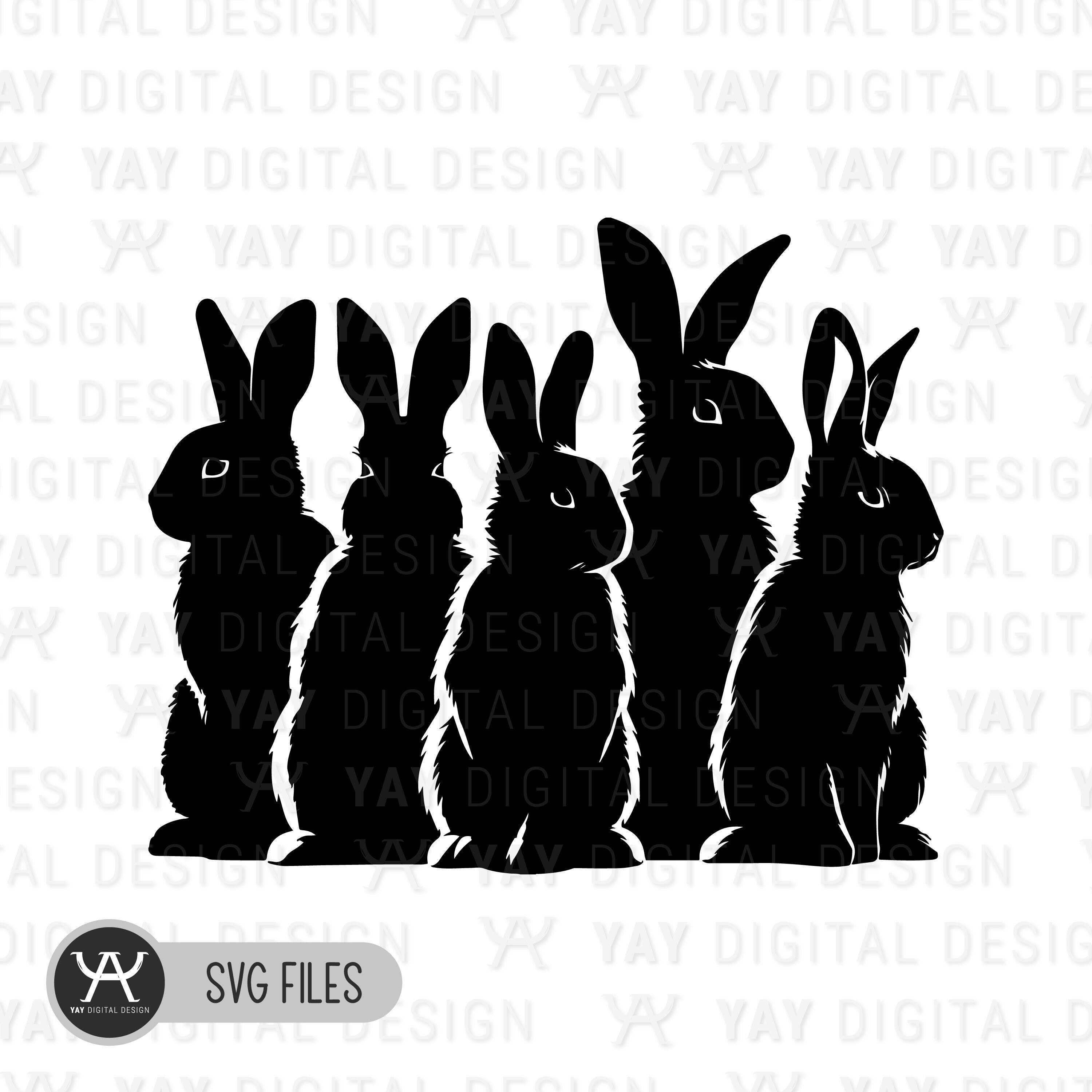 Bunnies Svg, Rabbit Silhouette, Easter Svg, Rabbit Svg, Easter Bunny ...