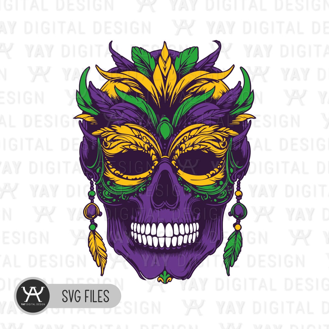 Skull Svg, Mardi Gras Carnival Svg, Mardi Gras Sublimation Design ...