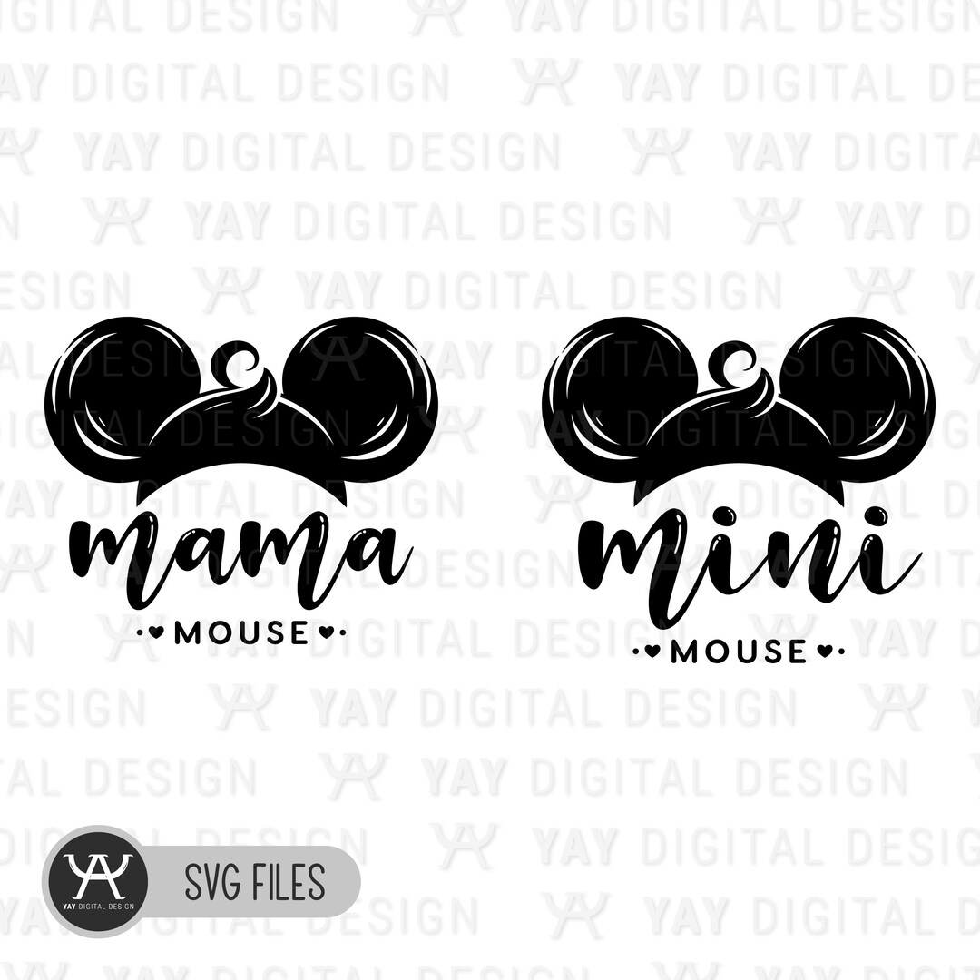 Mama Mouse Svg, Mini Mouse Svg, Mama and Mini Mouse Svg, Mommy and Me ...