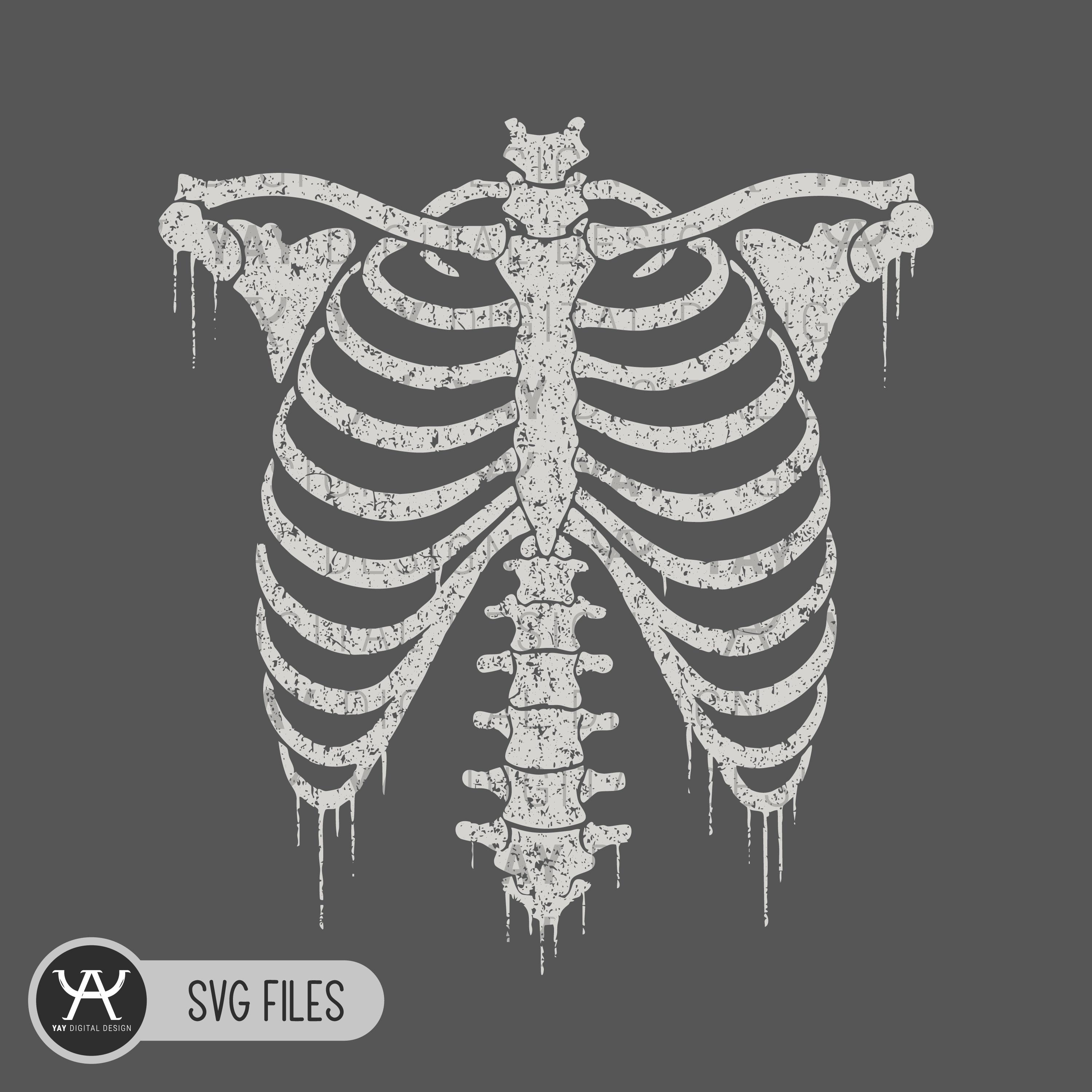 Grunge Skeleton Rib Cage Svg: Retro Gothic Horror Art (digital Download ...