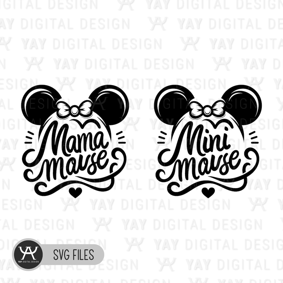 Mama and Mini Mouse Svg, Mama Mouse Svg, Mommy and Me Svg, Mini Mouse ...