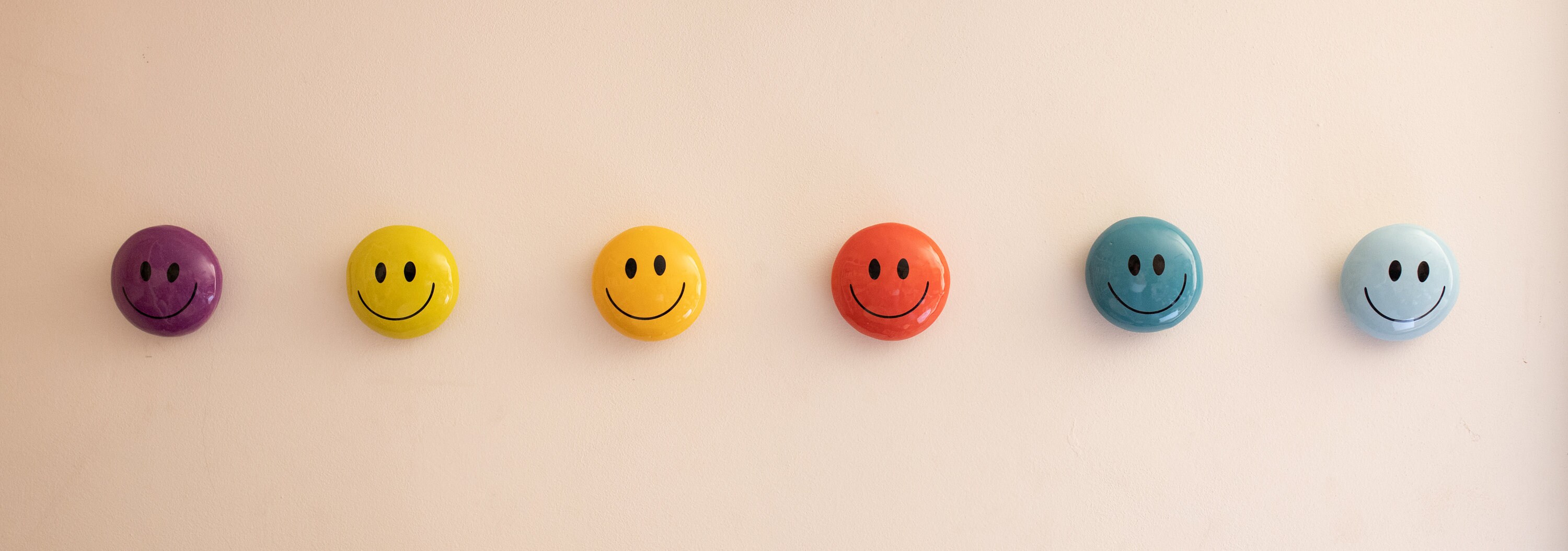 Small Ceramic Smiley Wall Sculptures, Set of Wall Sculptures, Eclectic ...
