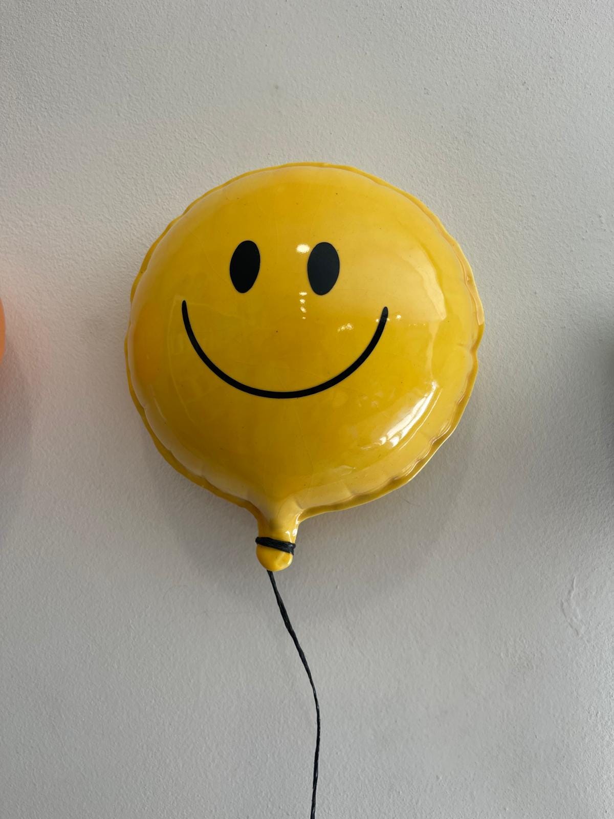 Smiley Face Ceramic Balloon, Yellow Ceramic Helium Balloon, Nursery ...