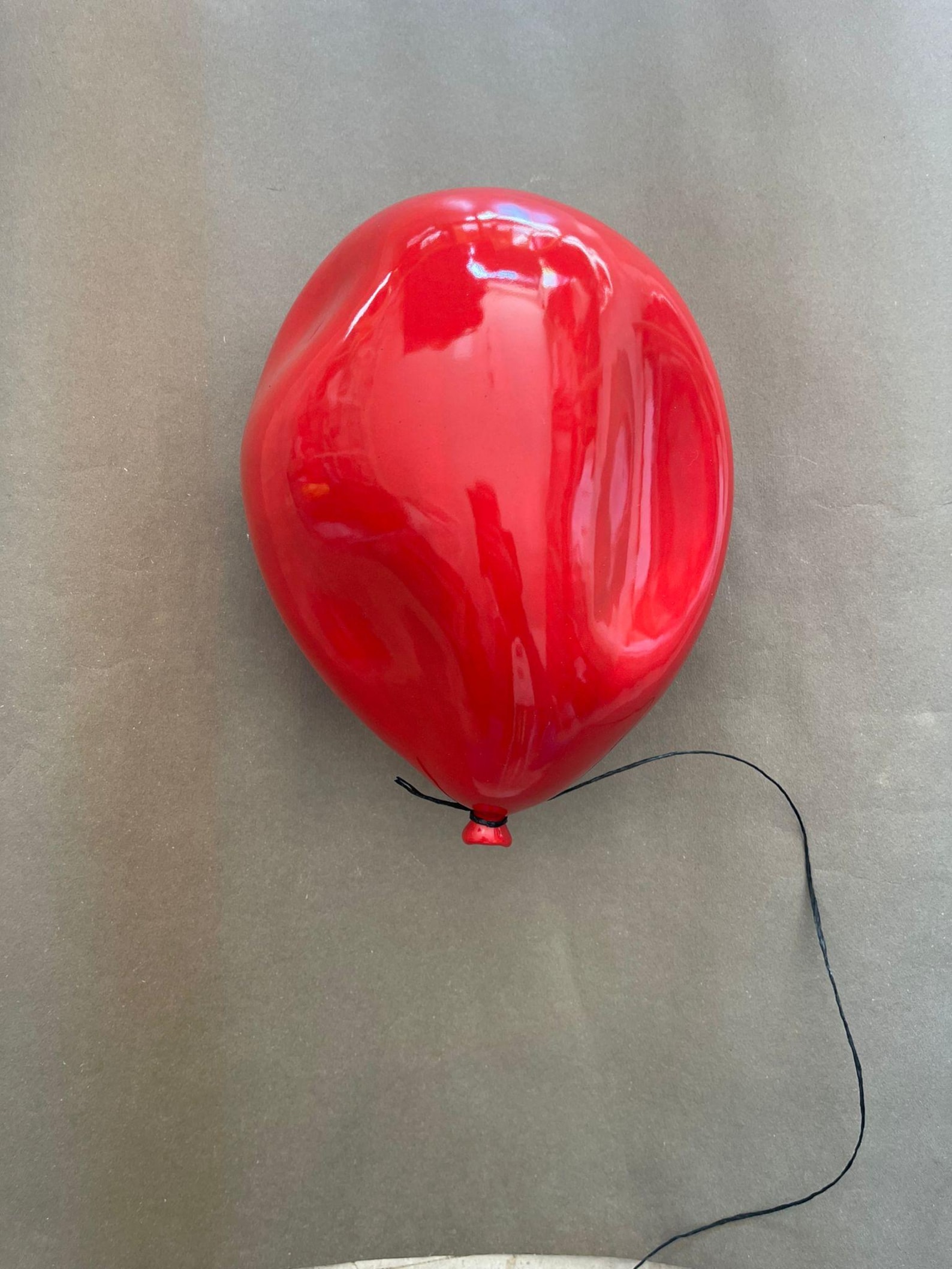 Red Ceramic Deflated Balloon Sculpture, One of a Kind Ceramic Balloon ...