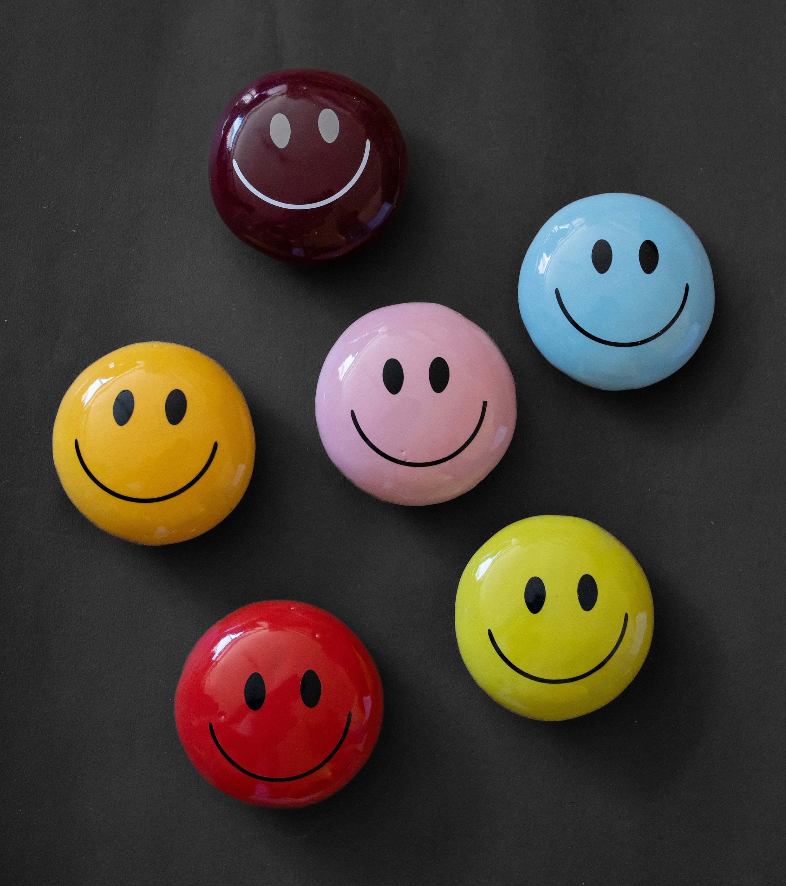 Small Ceramic Smiley Wall Sculptures, Set of Wall Sculptures, Eclectic ...