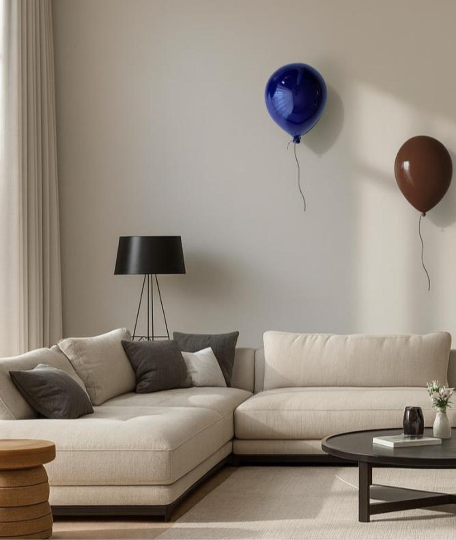 Ceramic Balloon Sculpture, Denim Blue Wall Hanging, Glazed Clay Art - Etsy