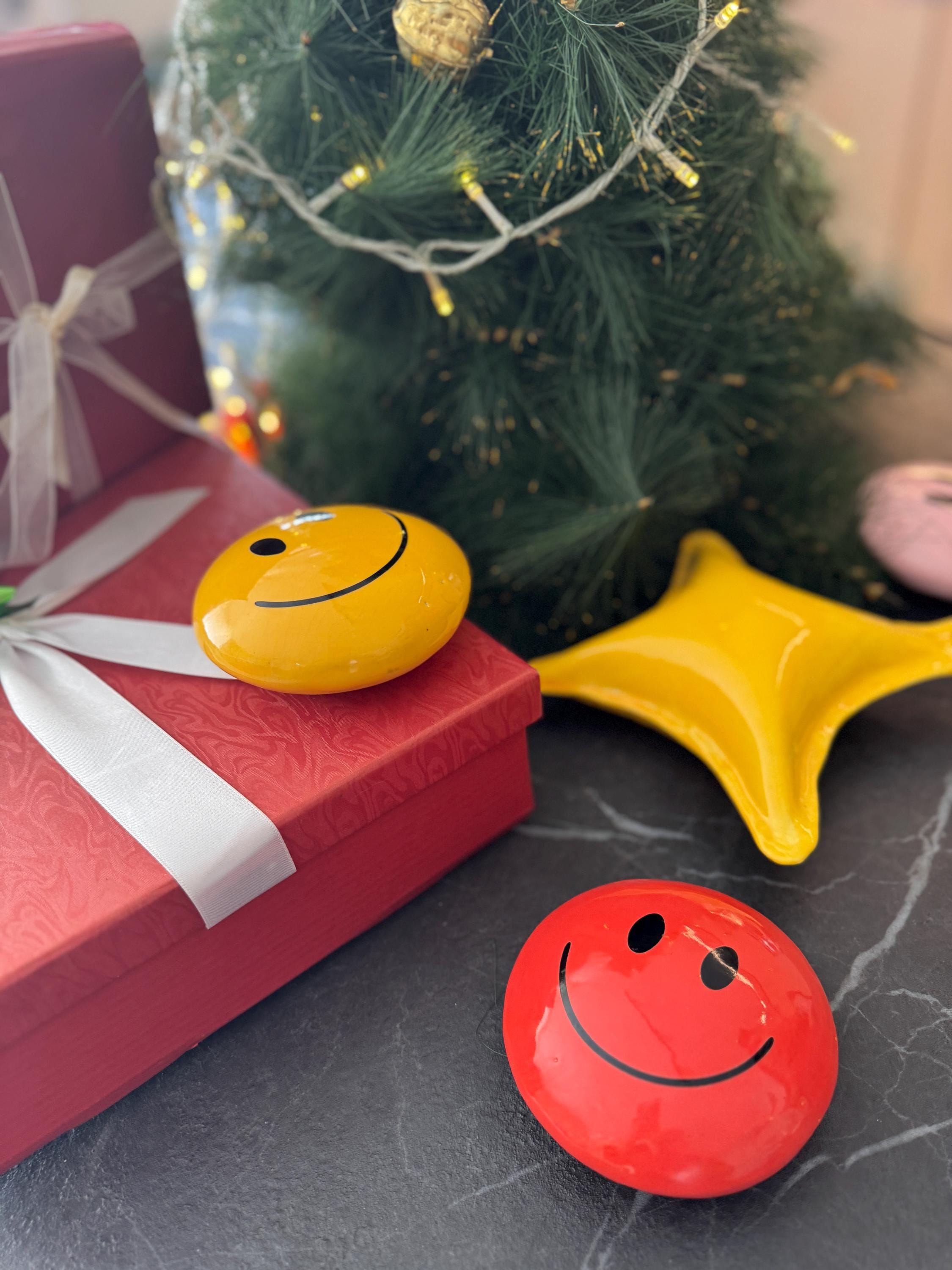Small Ceramic Smiley Wall Sculptures, Set of Wall Sculptures, Eclectic ...