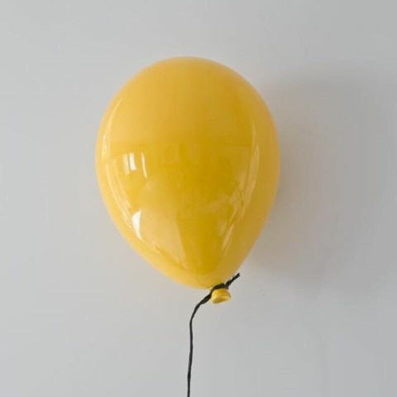 Yellow Ceramic Balloon Sculpture, Pottery Wall Art, Kids Room Decor ...