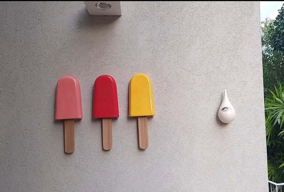 Set of 3 Ceramic Ice Pop Sculpture, Fine Art Ceramics, Art Pop Wall Art ...