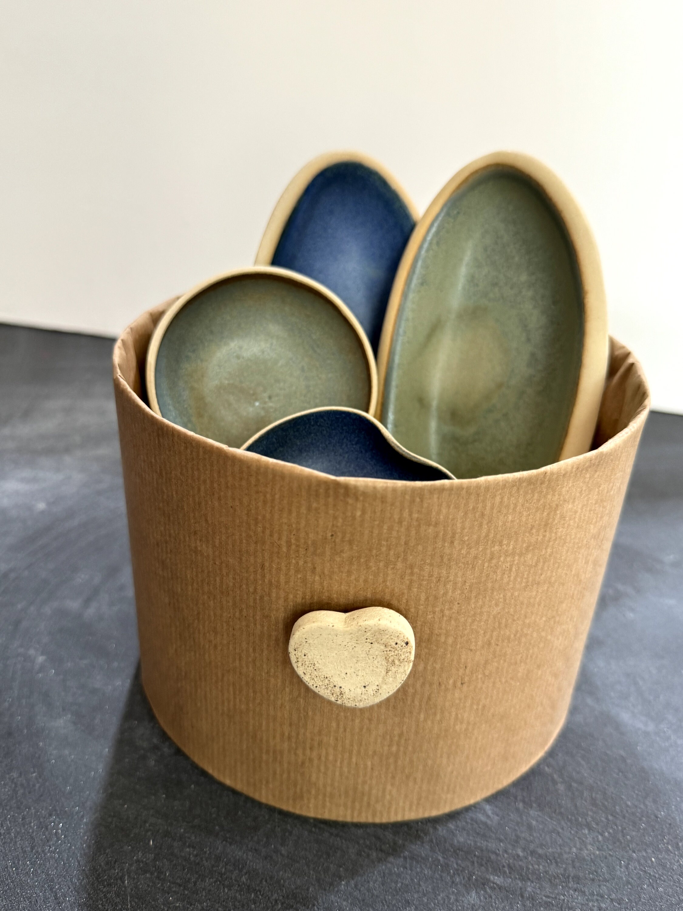 Blue Green Ceramic Plates, Handmade Earthy Pottery, Housewarming, Oval ...