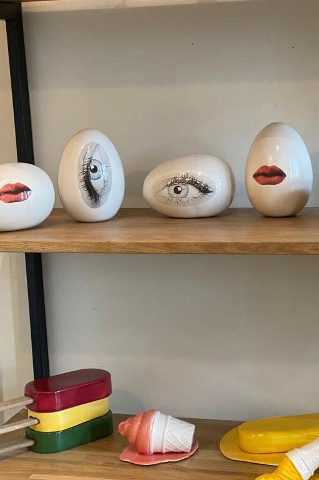 Ceramic Lips Sculpture, Statement Table Centerpiece, Bookshelf Art ...