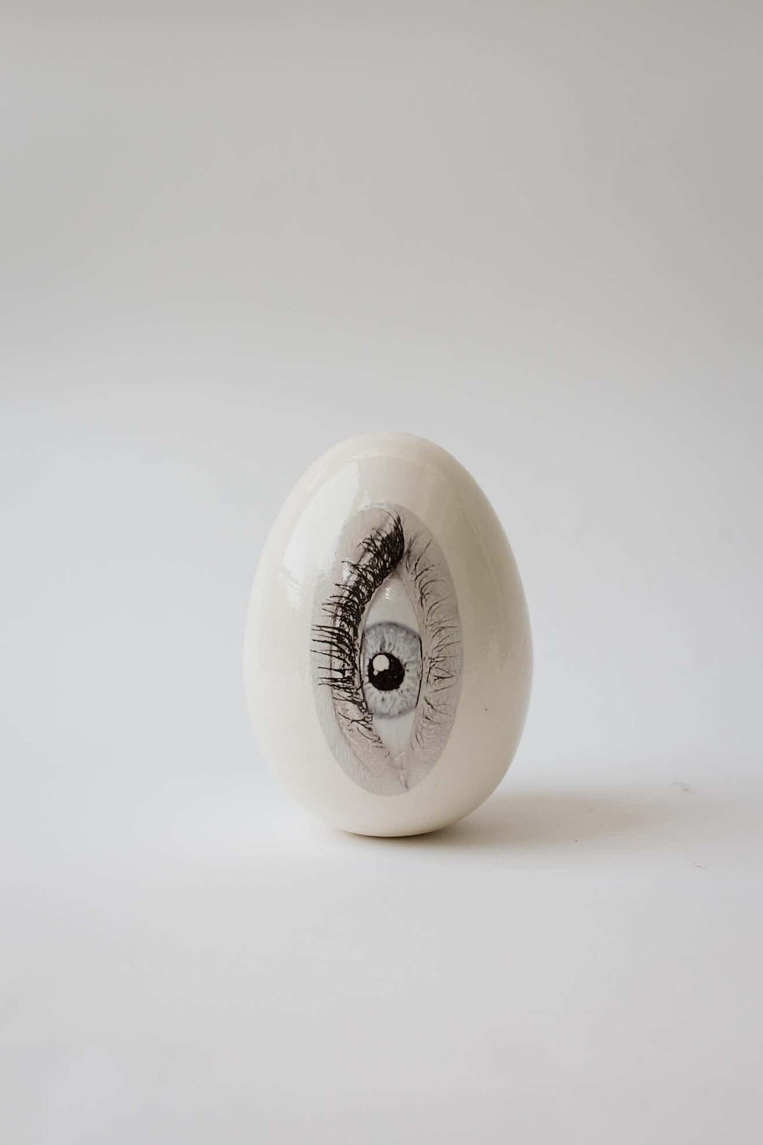 Ceramic Eye Egg Sculpture, Handcrafted Table Centerpiece, Bookshelf ...
