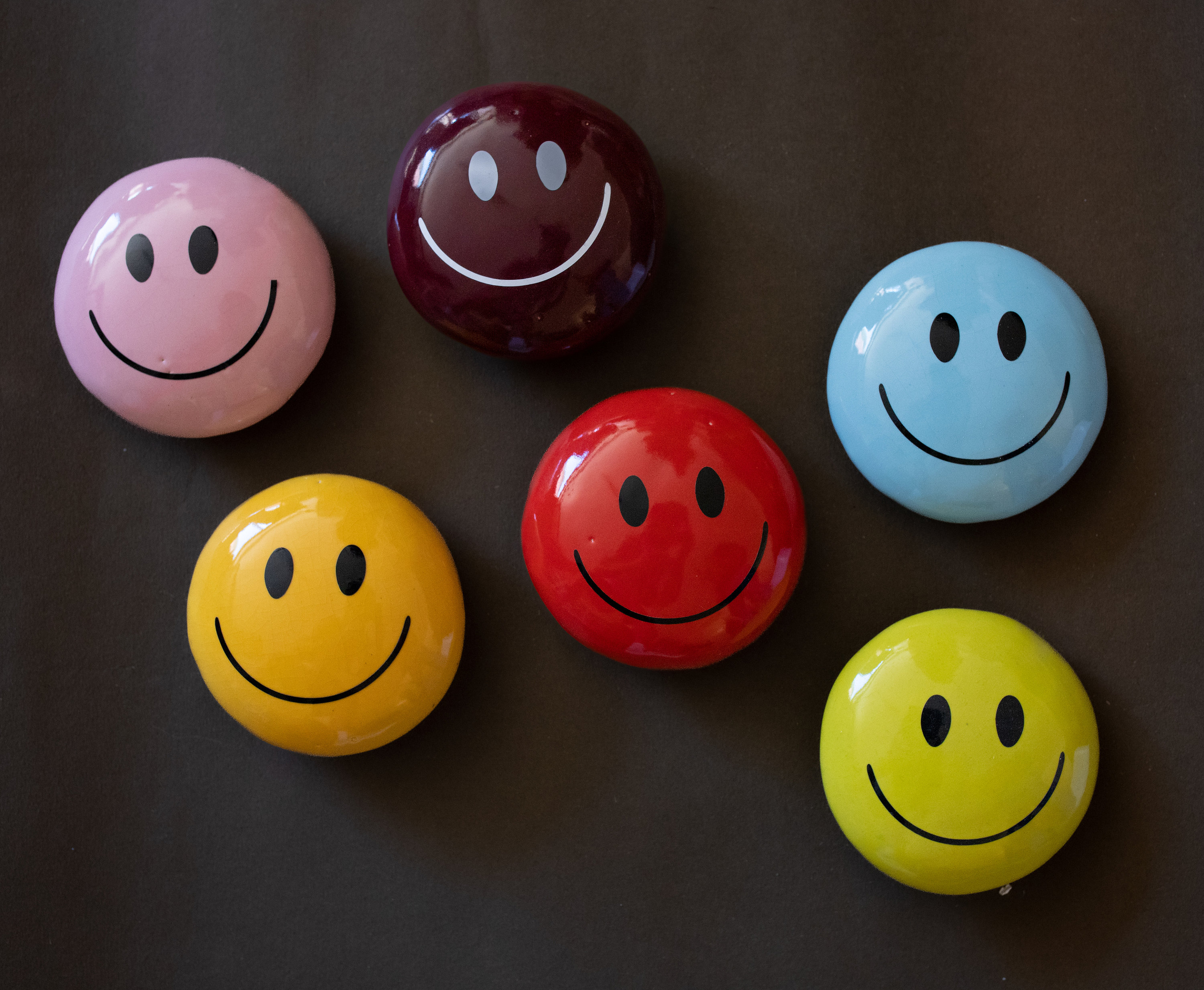 Small Ceramic Smiley Wall Sculptures, Set of Wall Sculptures, Eclectic ...