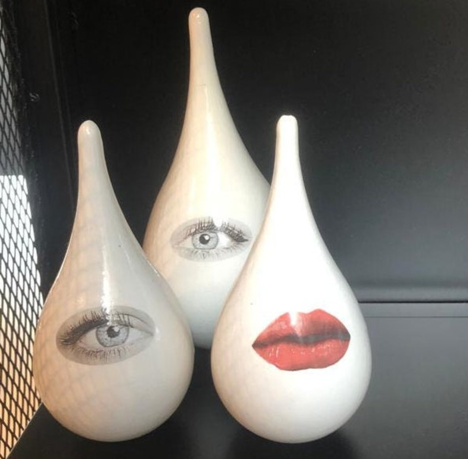 Lips Ceramic Sculpture, Decorative Drop Art Sculpture, Good Eye Ceramic ...