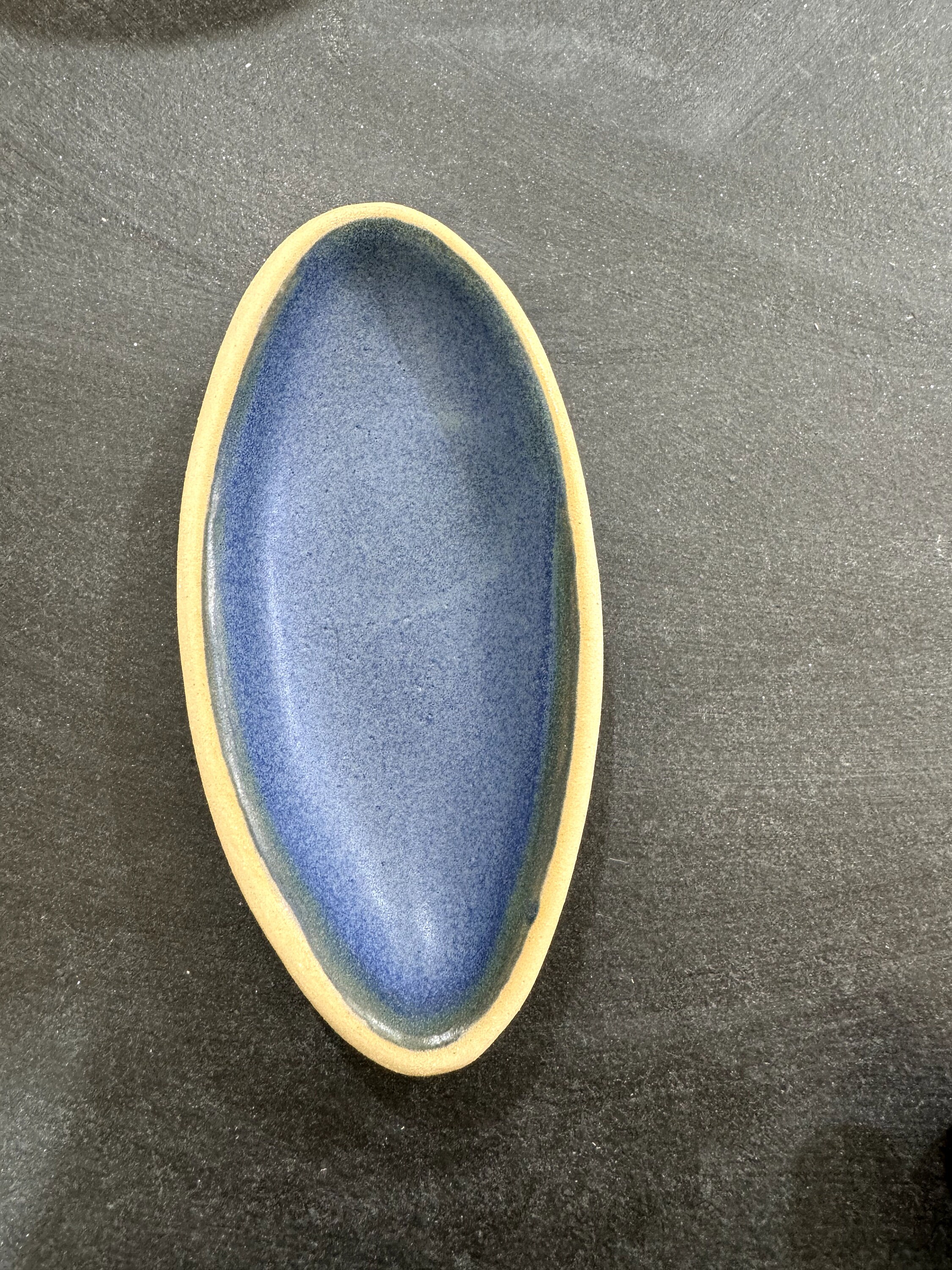 Blue Green Ceramic Plates, Handmade Earthy Pottery, Housewarming, Oval ...