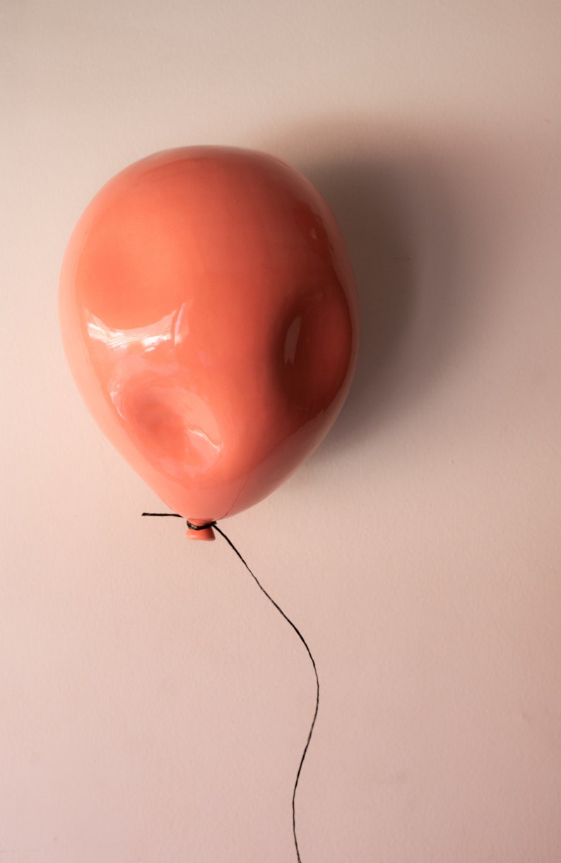 Ceramic Deflated Balloon Sculpture, Small Pink Ceramic Balloon ...